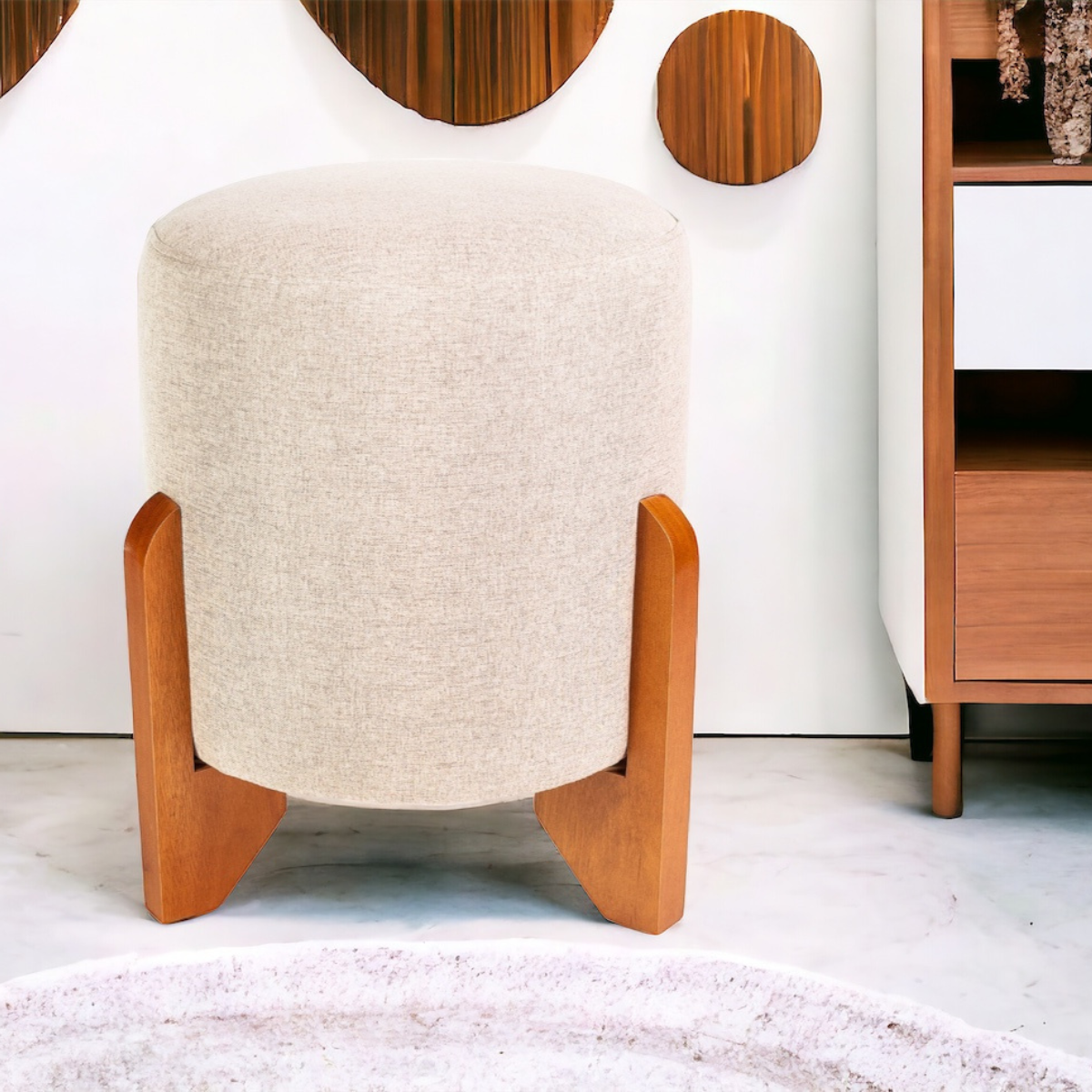 Puff Piave 45 Cm - Linho:cru | MadeiraMadeira