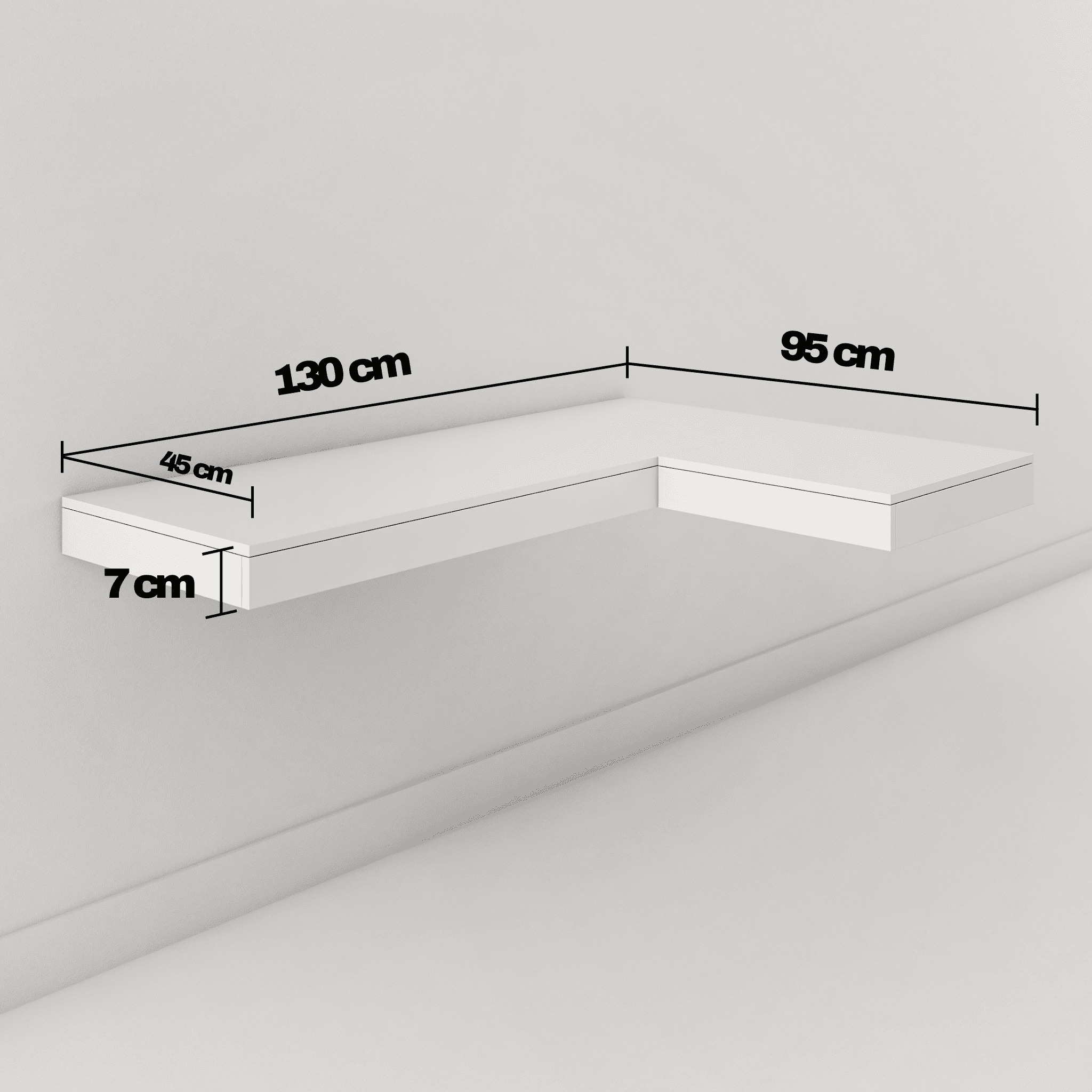 Escrivaninha em L suspensa Cor:Branco | MadeiraMadeira