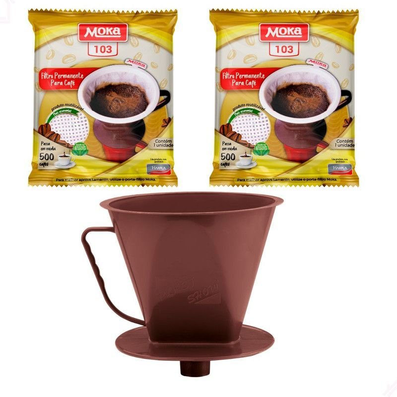 Kit 2 Coador de Café Filtro Moka Permanente 103 e Porta Filtro com ...
