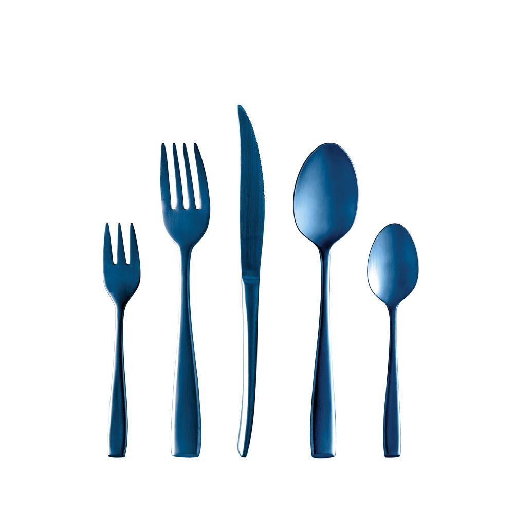 Faqueiro 30 Peças de Aço Inox Davos Azul Fosco - Wolff | MadeiraMadeira