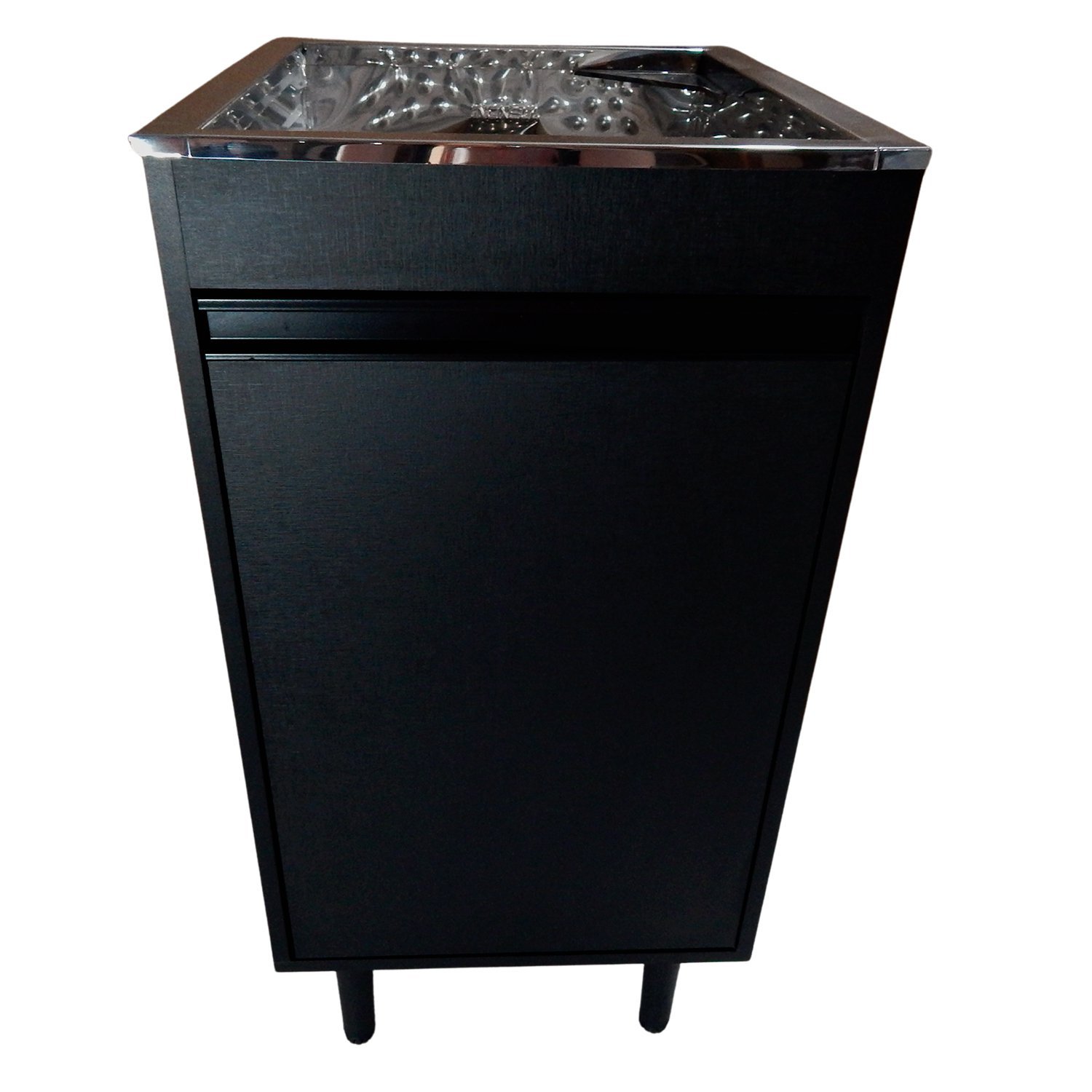 Tanque de lavar roupa Inox 30L Gabinete Preto MDF Montado | MadeiraMadeira