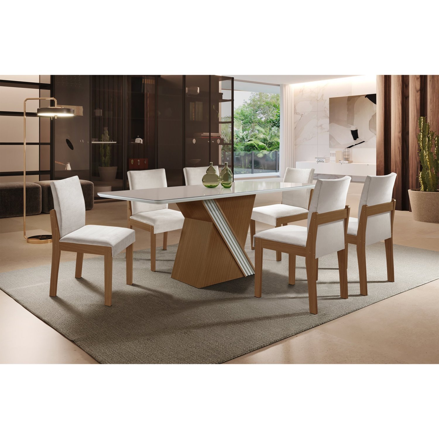 Conjunto Mesa Bella 180cm 6 Cadeiras Mônaco Yescasa | MadeiraMadeira
