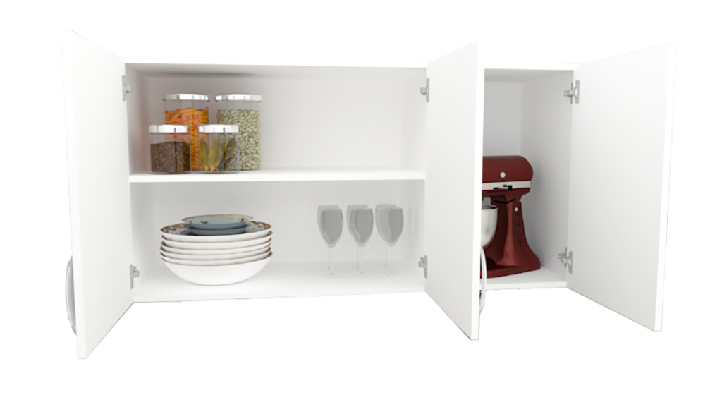 Armário Suspenso para Cozinha com 3 portas em MDF 1,00 Branco ...