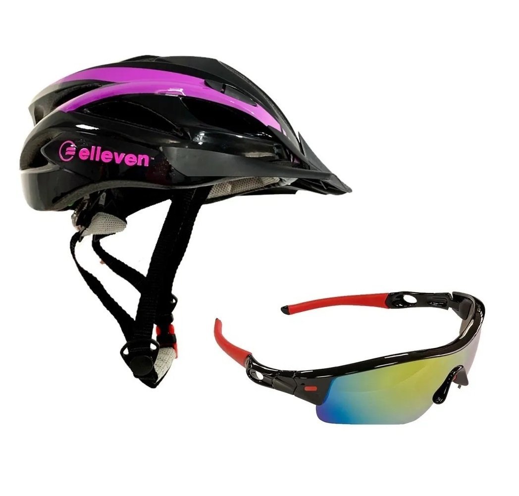 Kit Capacete Bike Elleven Com Led + Óculos Ciclismo proteção Uv ...
