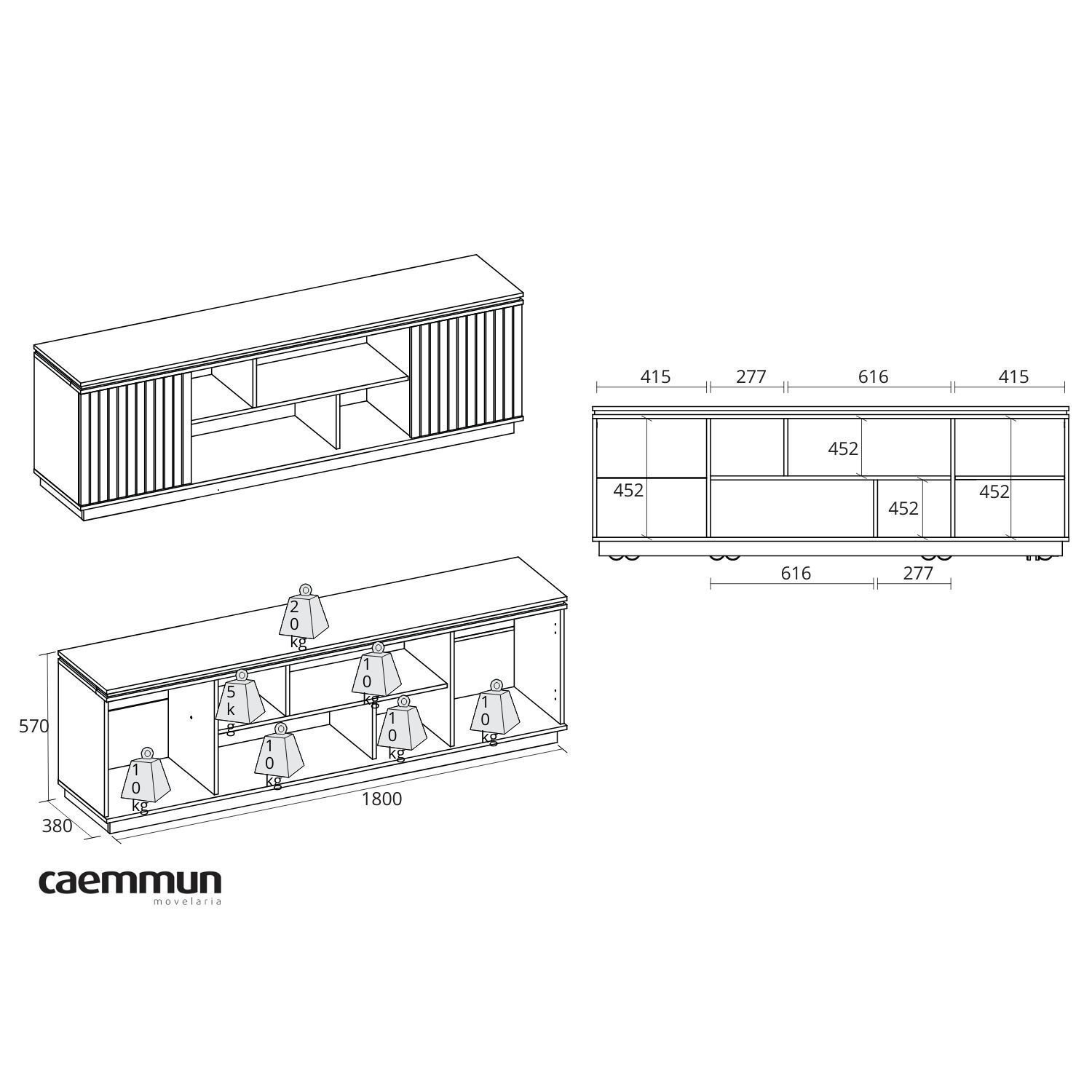Rack para TV até 75 Polegadas 2 Portas Ripadas Talismã Espresso Móveis ...