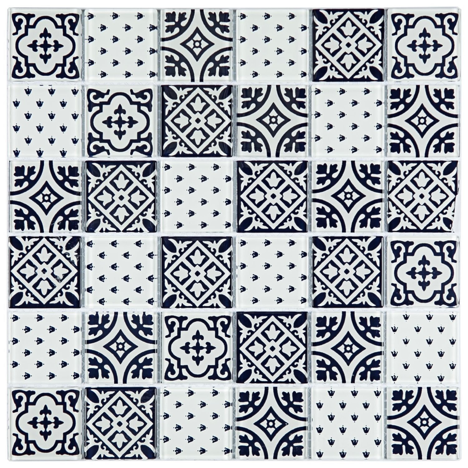 Pastilha de Vidro Patchwork de 30cm X 30cm Rende Glass Mosaic | MadeiraMadeira