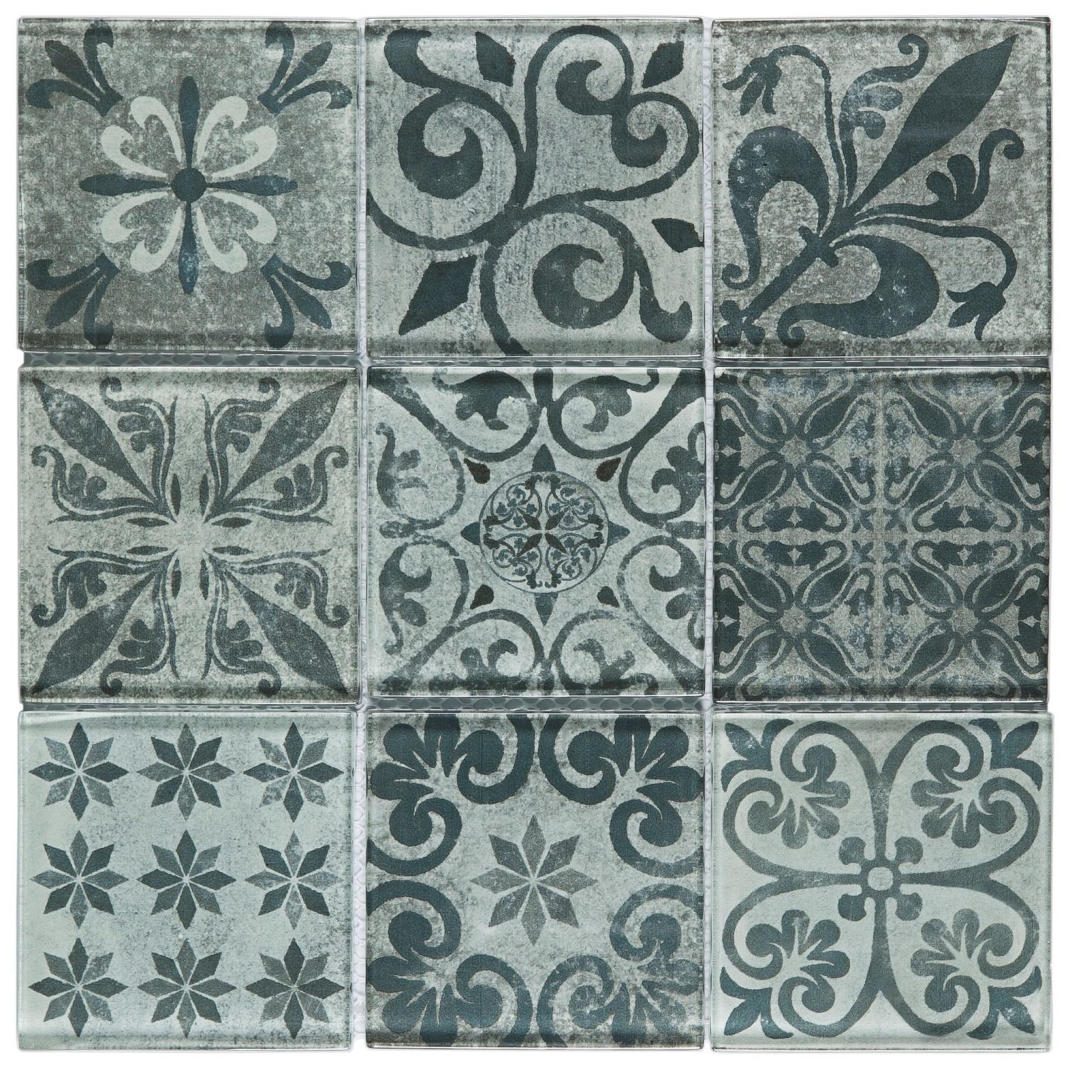 Kit Pastilha de Vidro Patchwork com 11 Placas de 30cm x 30cm Rende 1m² Glass Mosaic | MadeiraMadeira