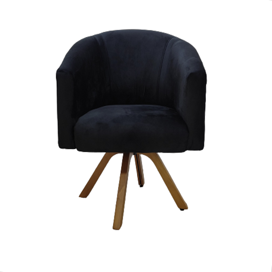 Poltrona Giratória Juliana Base Madeira Veludo Preto (Liz Maria Decor ...