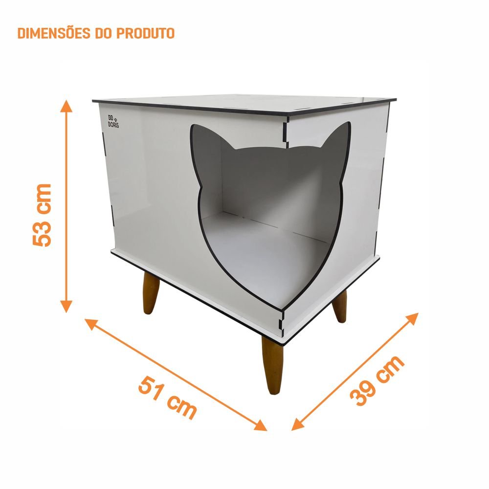 Casinha Cat Line Pet Gato Premium MDF com Comedouro Inox Champagne ...