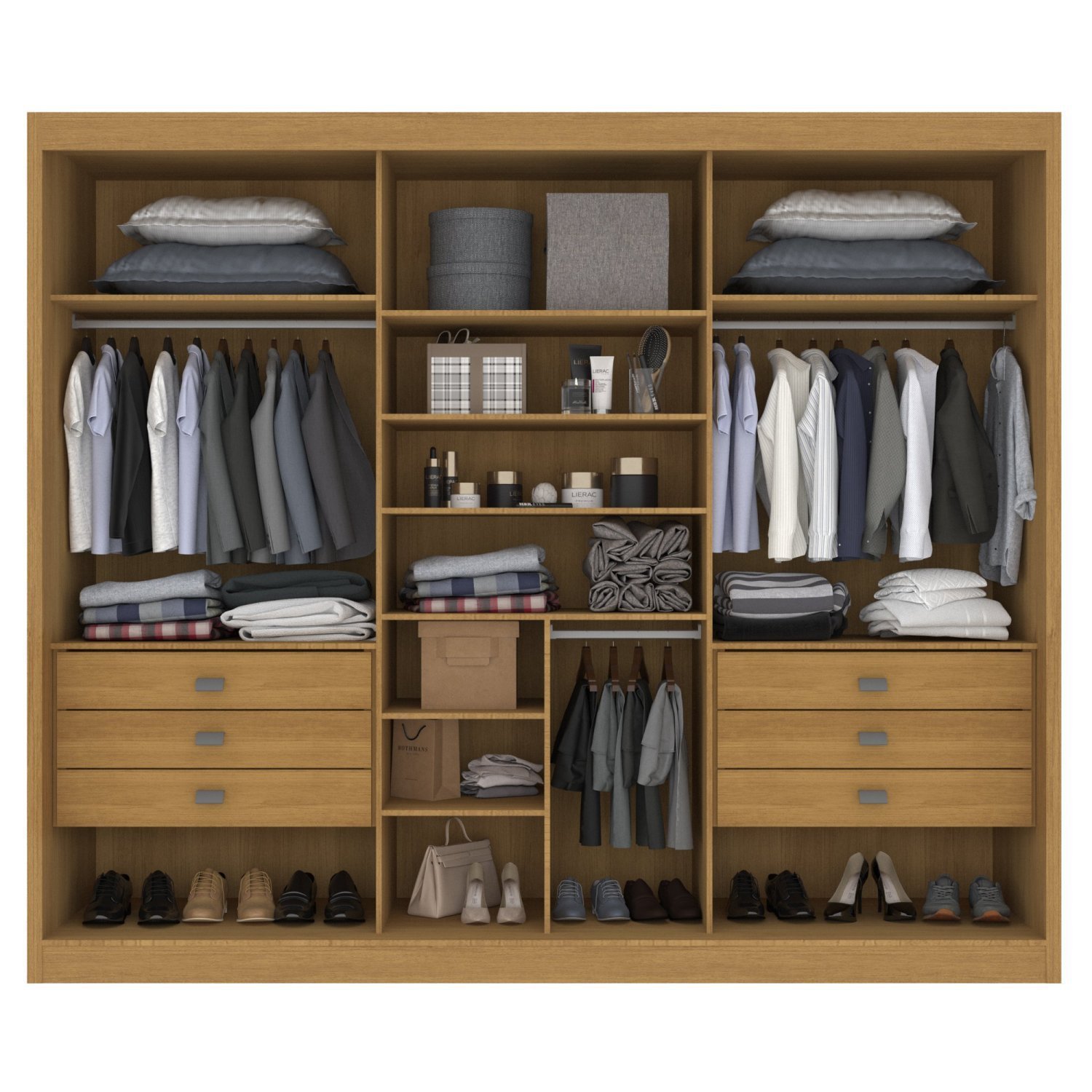 Guarda Roupa com Espelho Casal 3 Portas 6 Gavetas 100% MDF Miami | MadeiraMadeira