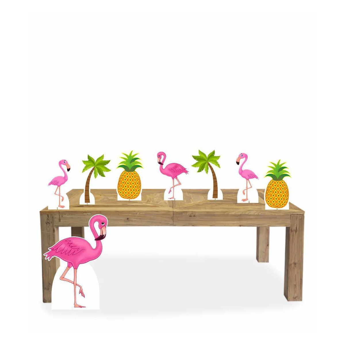 Kit Display de Chão e Mesa Totens Festa Flamingo 8 Peças | MadeiraMadeira