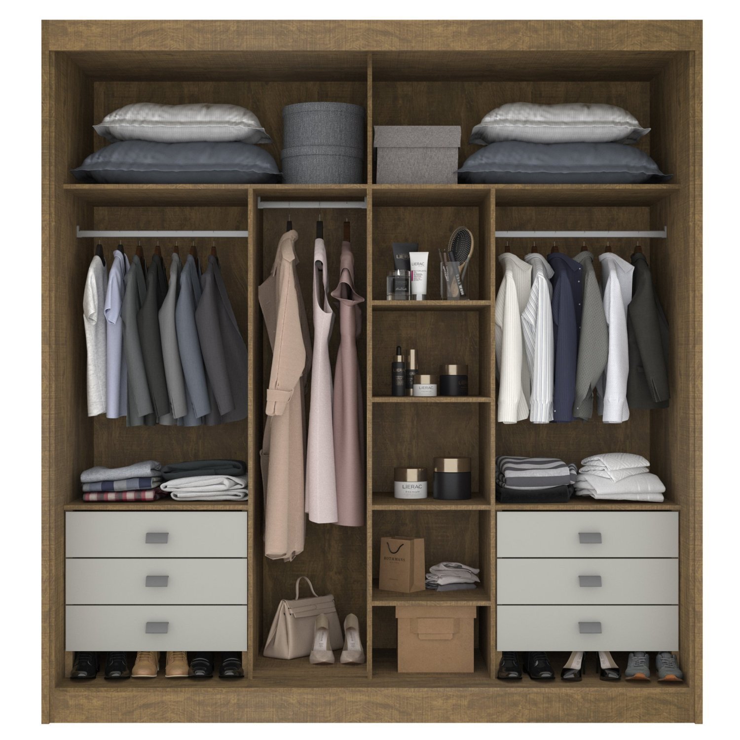 Guarda Roupa Casal 2 Portas 6 Gavetas 100% MDF Coliseu | MadeiraMadeira