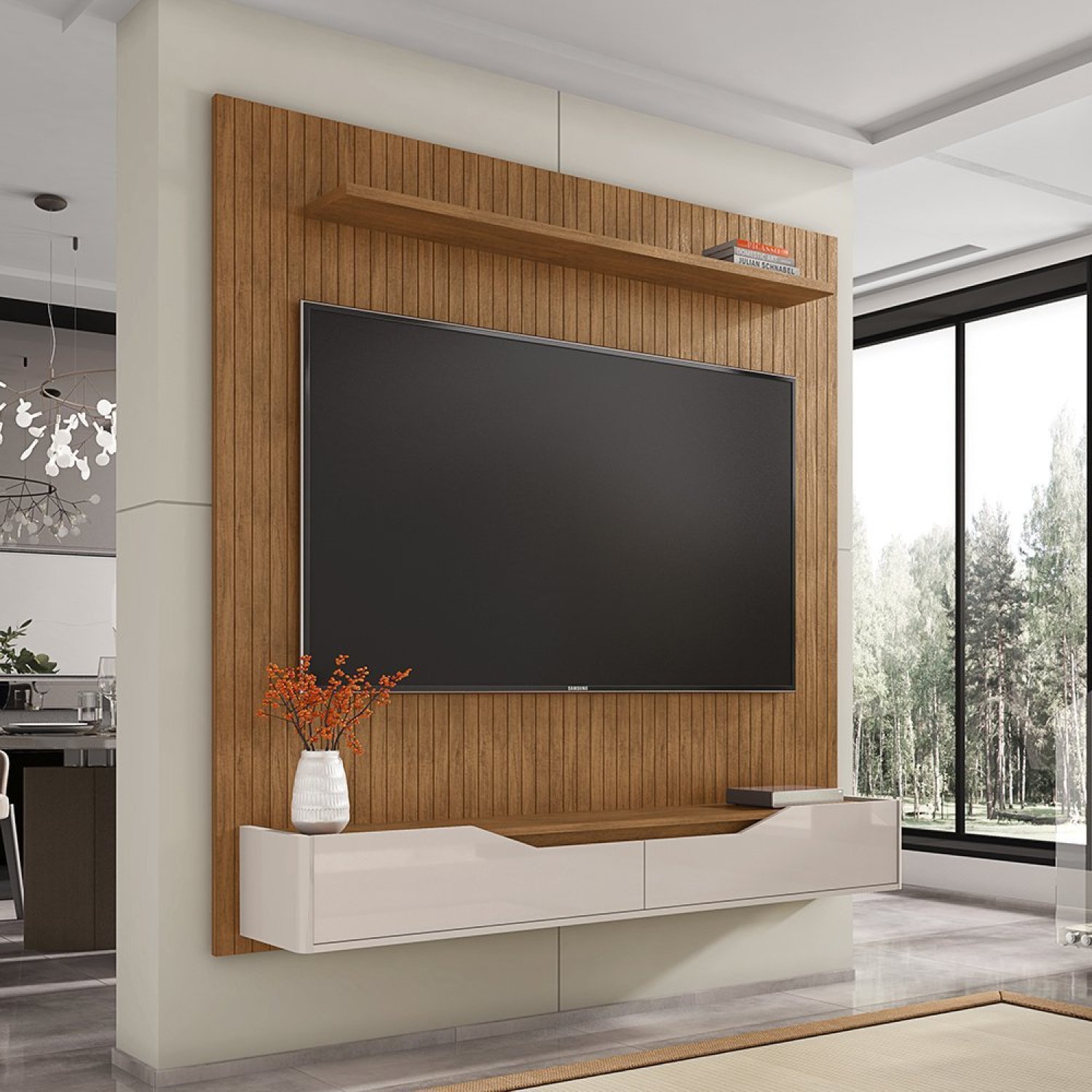 Home Suspenso Frisado para TV até 65 Polegadas 2 Portas Milão ...