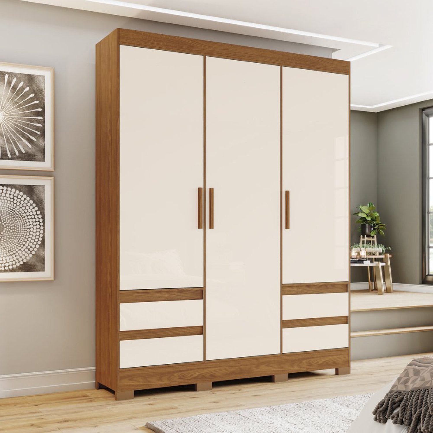 Guarda Roupas 3 Portas 4 Gavetas B55 | MadeiraMadeira