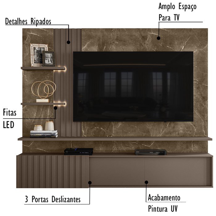 Painel Bancada Suspenso Para TV 65 Polegadas 2861 Imperial Sepia ...