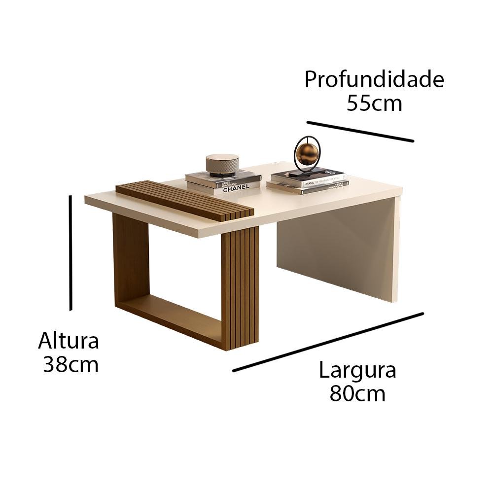 Mesa De Centro Retangular JB 8020 - Pérola / Nature - Lojas RPM ...