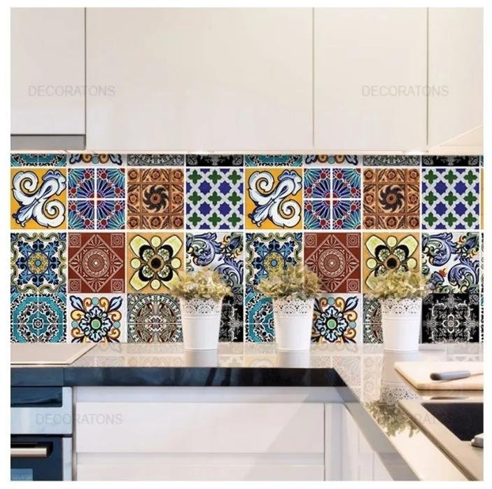 Papel de Parede Azulejo Português Colorido 3mx57cm Azu50p | MadeiraMadeira