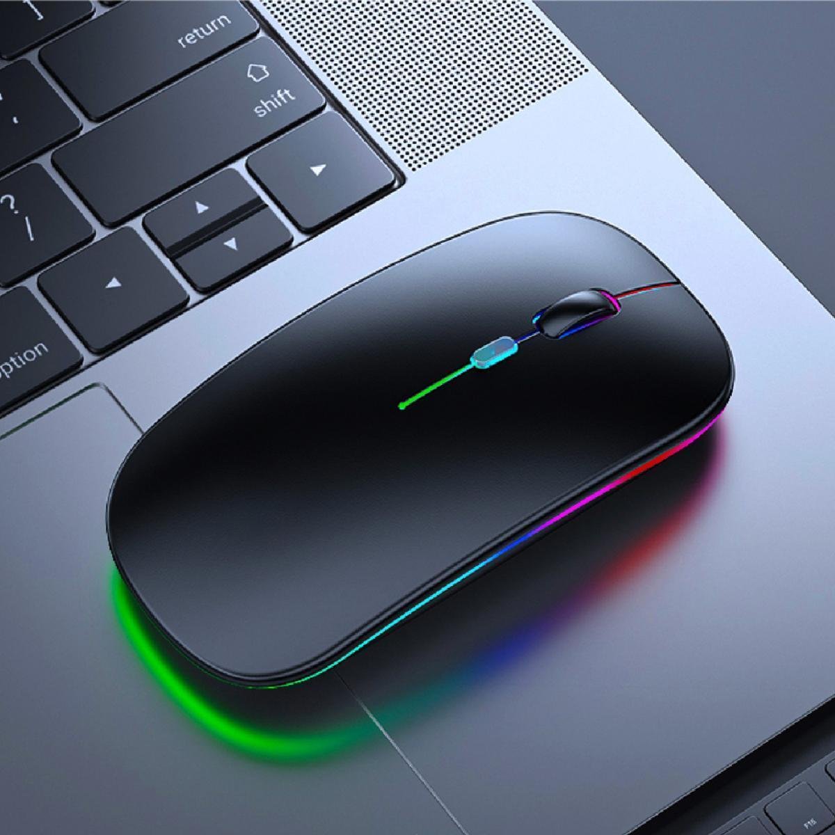 Mouse sem Fio Recarregável Wireles Optico Led Rgb Preto | MadeiraMadeira