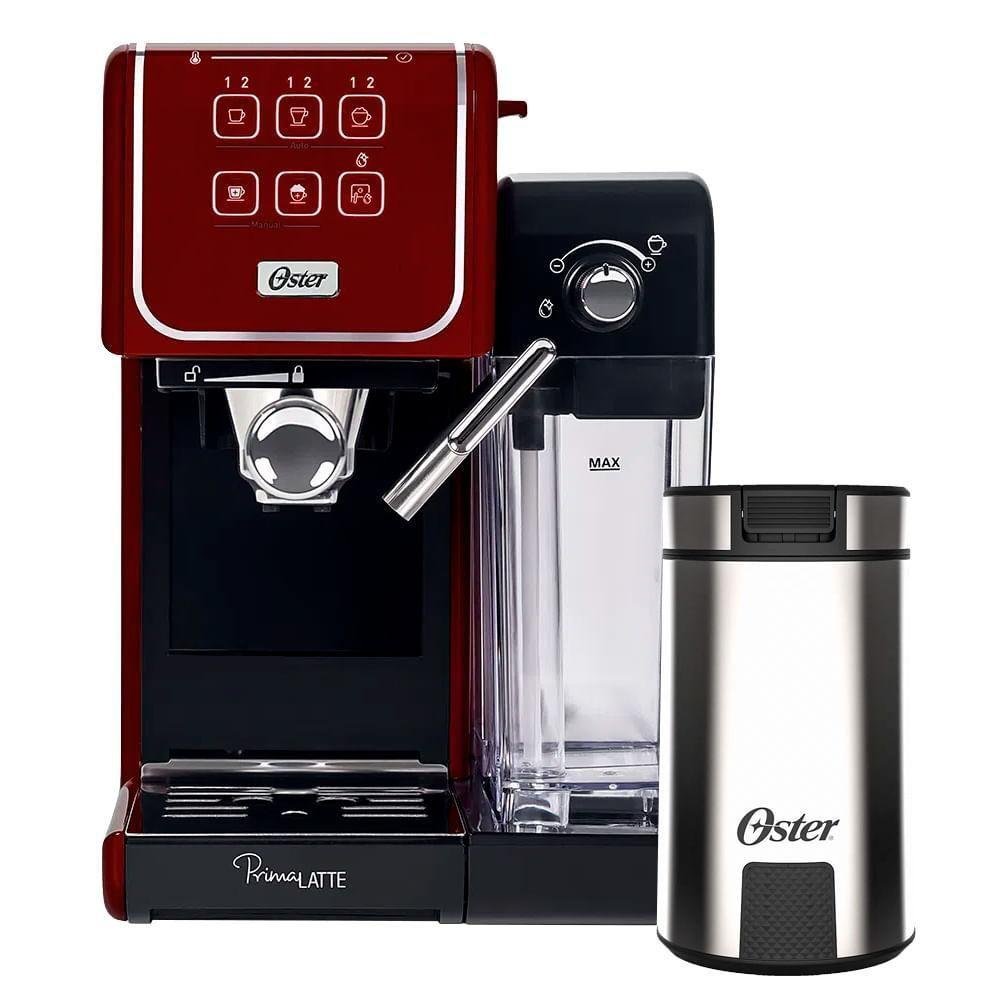 Kit Cafeteira Primalatte Touch Red e Moedor de Café Oster - 127v 127v ...