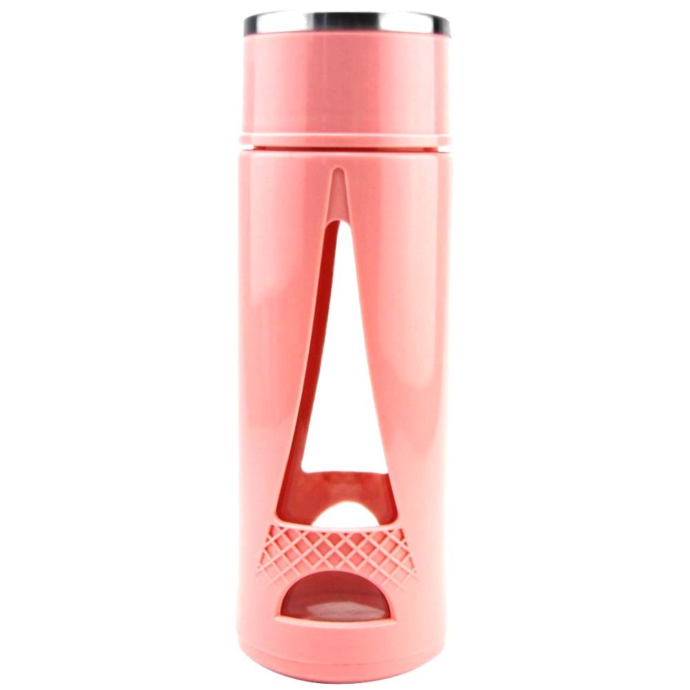 Garrafa de Vidro Parede Dupla 450ml Rosa - Moment | MadeiraMadeira