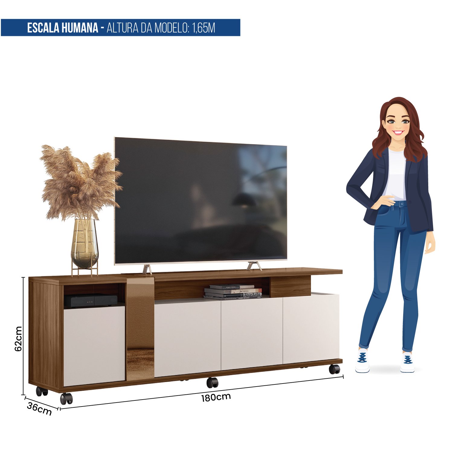 Rack para TV até 75 Polegadas com Espelho Reflecta Itapema Espresso ...