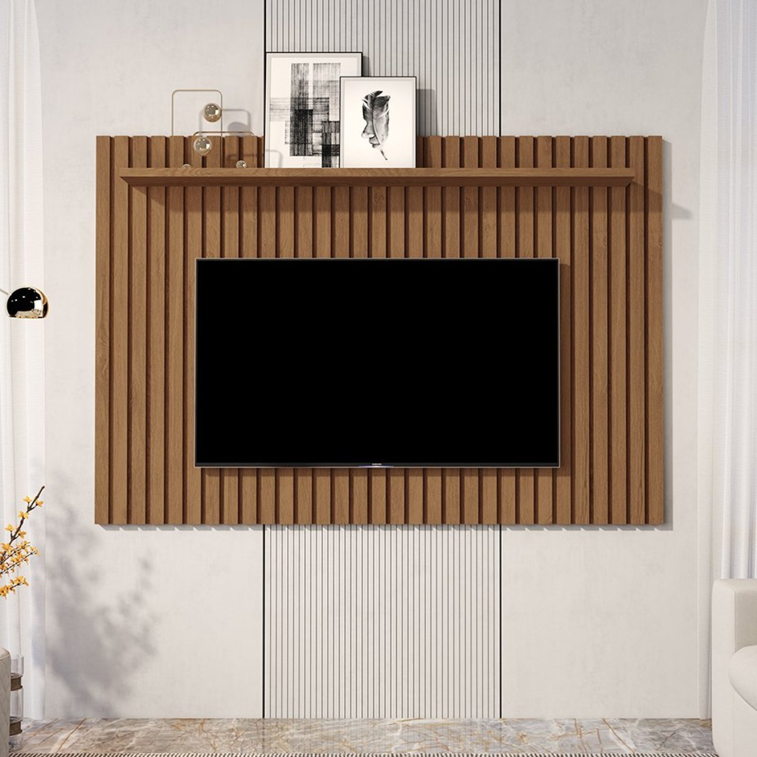 Painel para TV até 70 Polegadas Ripado com 1 Prateleira Classic ...