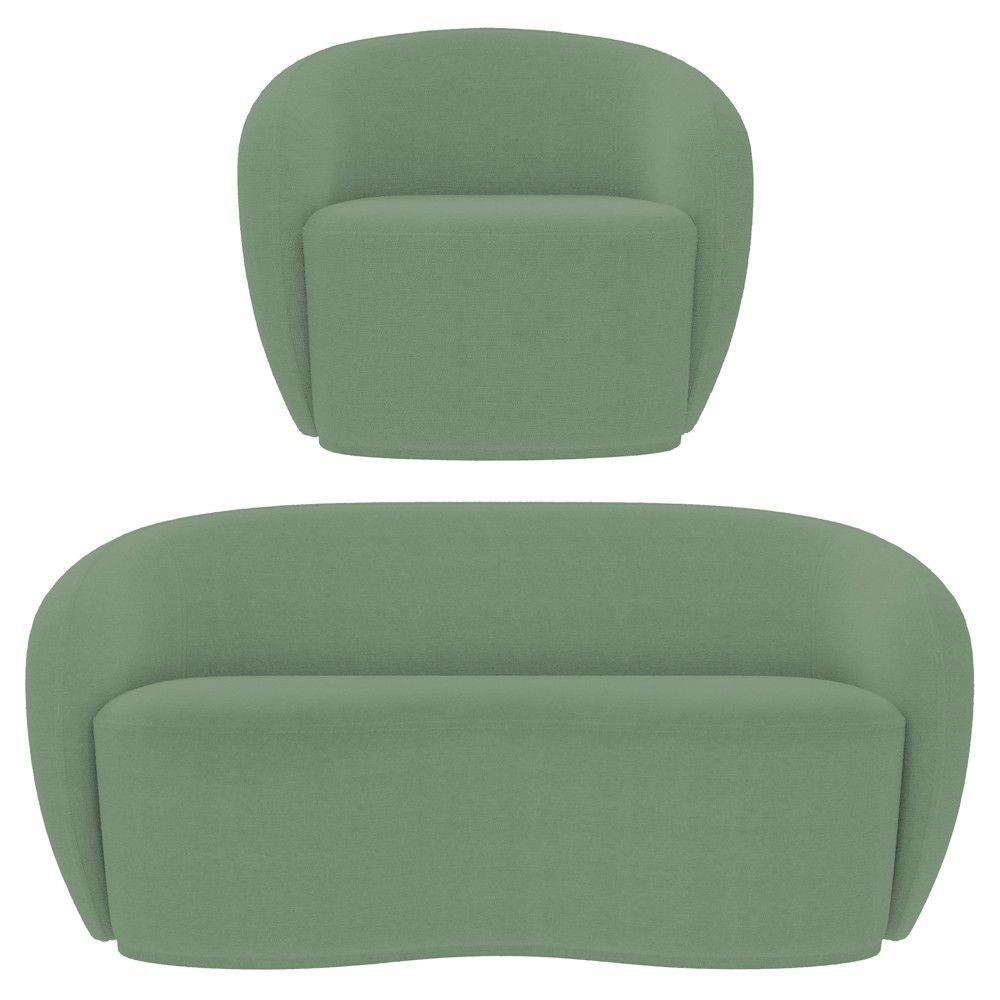Sofá 3 Lugares Living 180cm e 1 Poltrona Giratória Garbin K04 Bouclê ...