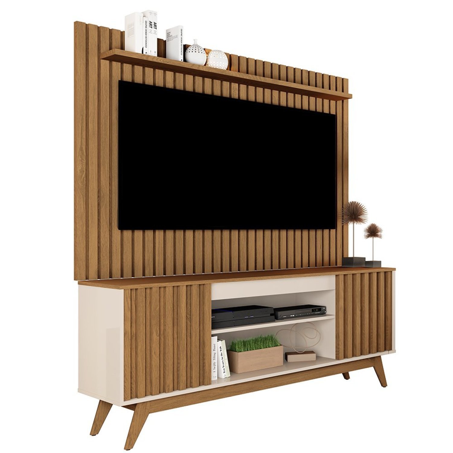Rack Ripado Malibu Wood com Painel Classic para TV até 60 Polegadas 2 ...