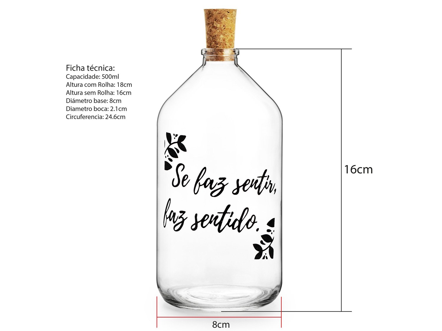 Garrafa decorativa vidro 500 ml frases garrafinhas decoração ...