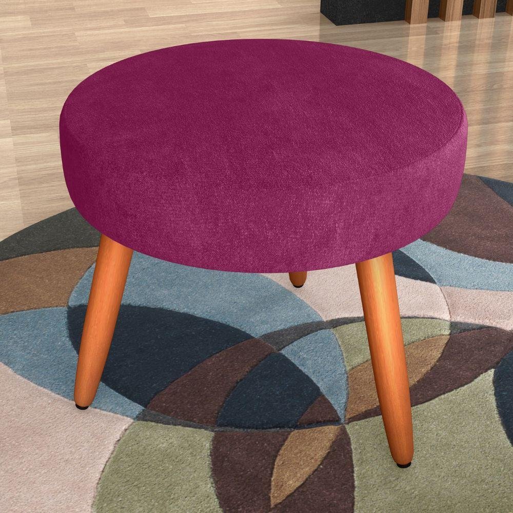 Puff Redondo para Sala Suiça Veludo Turkey Marsala | MadeiraMadeira