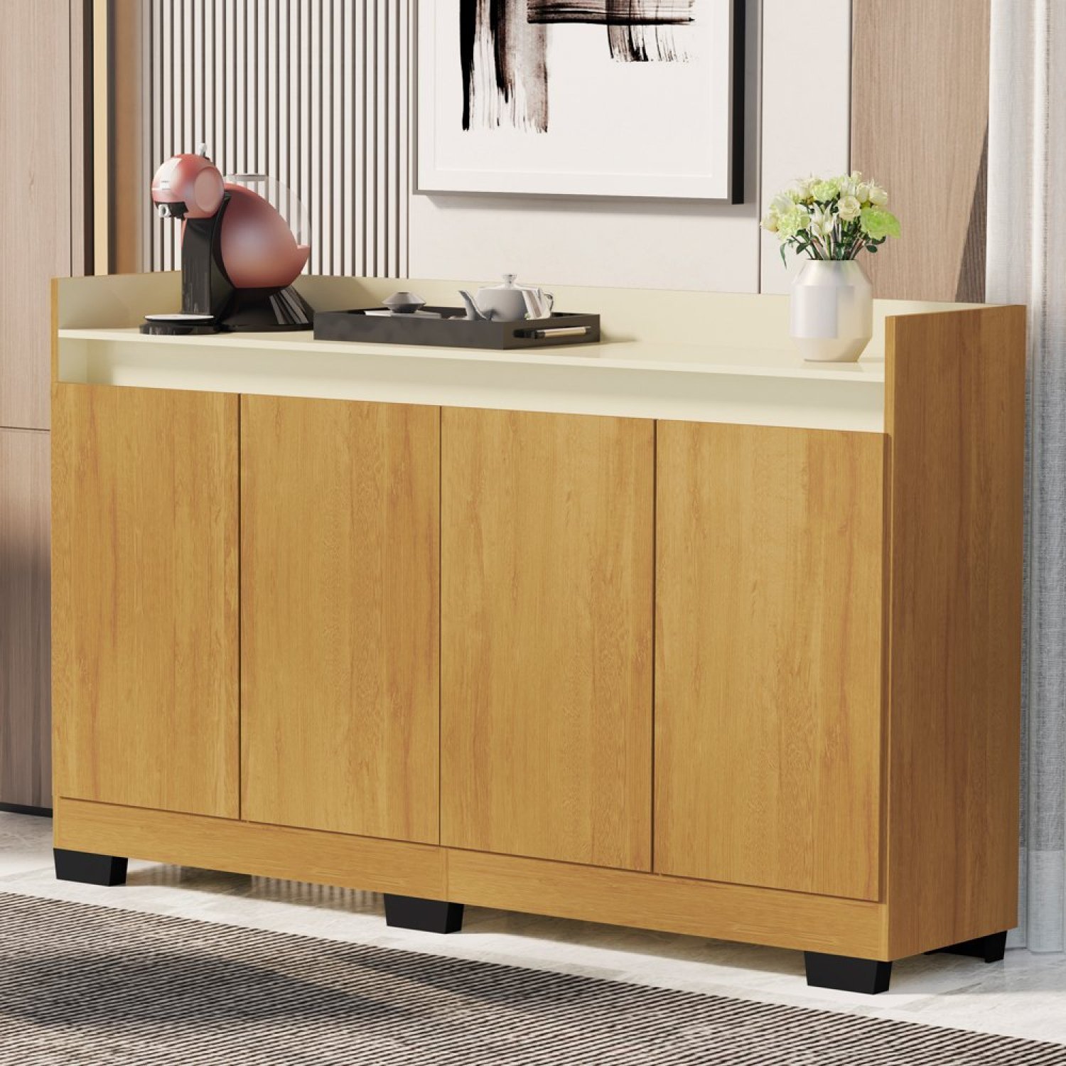 Buffet MDP 4 Portas 2 Prateleiras Real | MadeiraMadeira