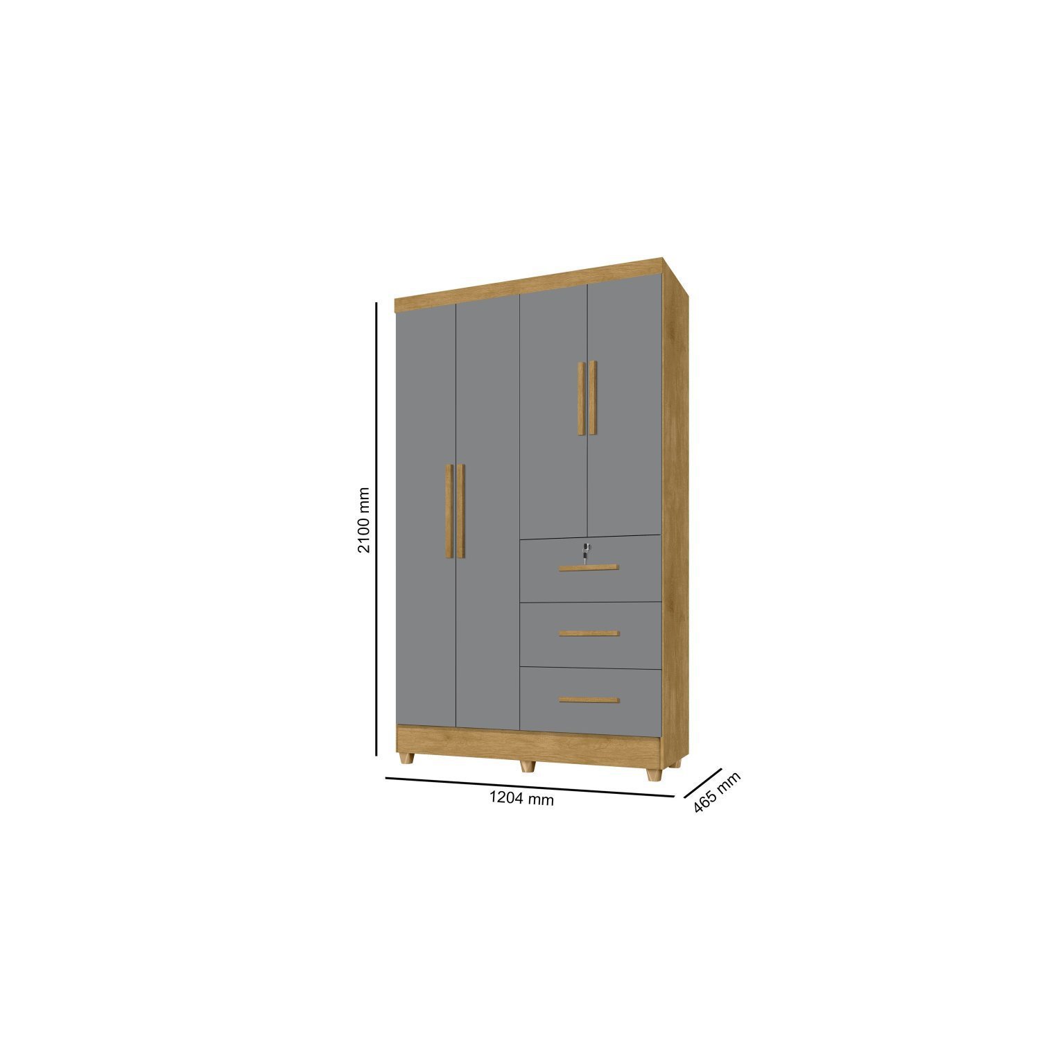 Guarda Roupas 4 Portas 3 Gavetas Tokio | MadeiraMadeira