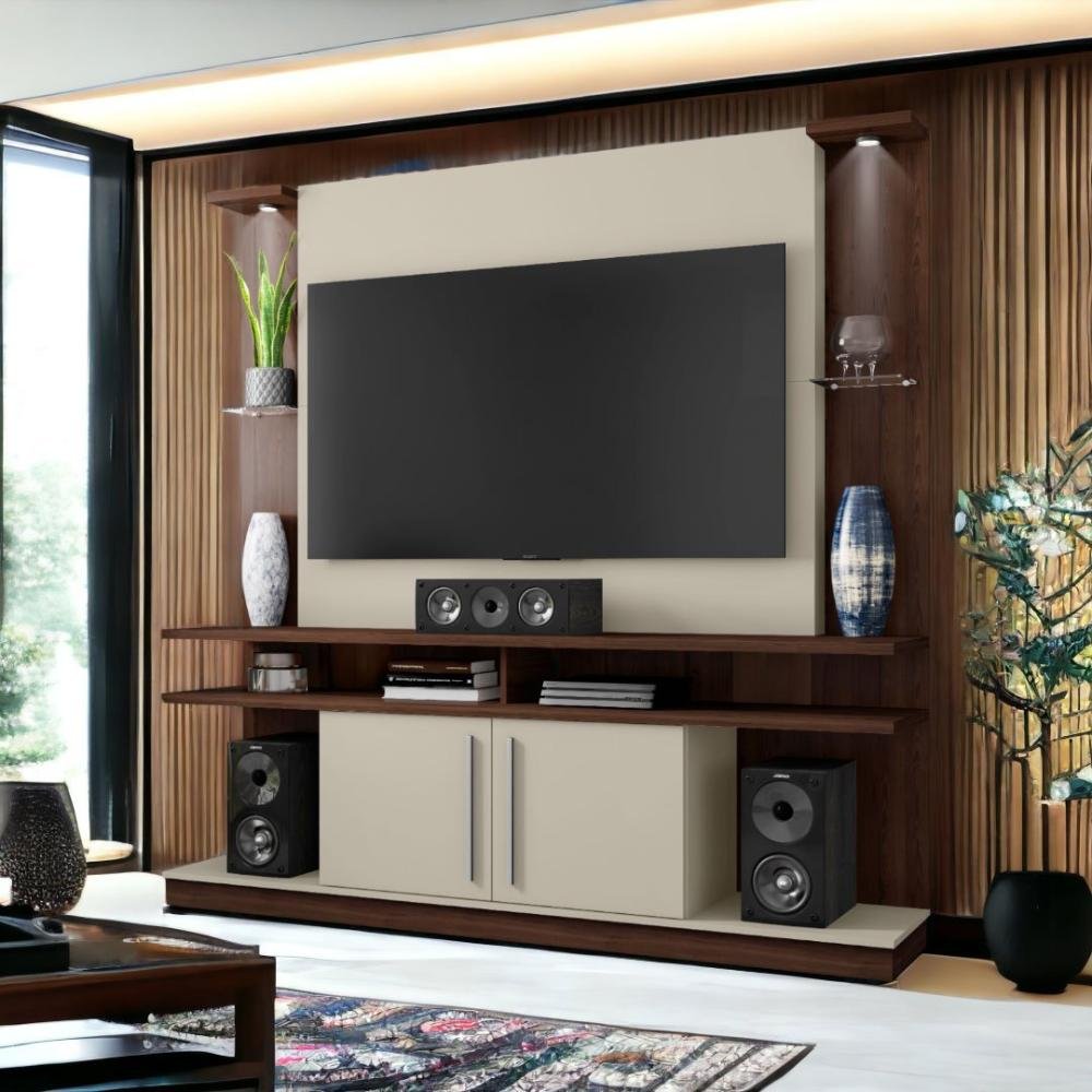 Home para Tvs 55" York Led Nogal e Off White Bechara | MadeiraMadeira