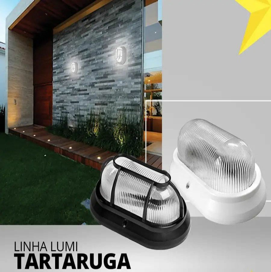 Tartaruga Luminária Lumi Parede Muro sem Grade Preta | MadeiraMadeira