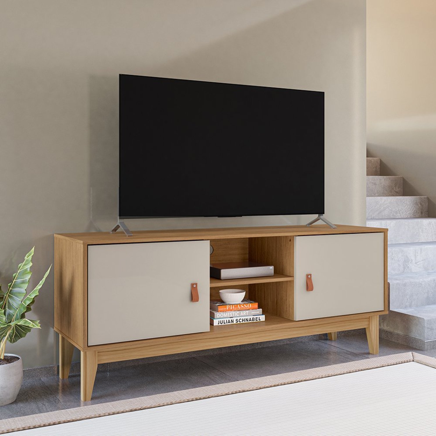 Rack para TV até 60 Polegadas 135cm 2 Portas Safira Plus | MadeiraMadeira