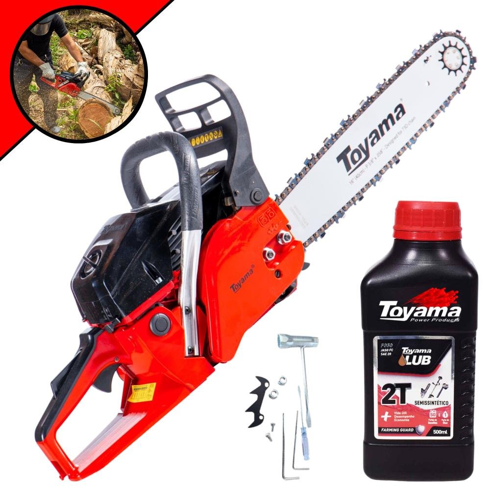 Motosserra Toyama Tcs53fg2 À Gasolina 49cc 2,8hp Sabre 16’’ Ponta Rolante + Óleo 2 Tempos ...