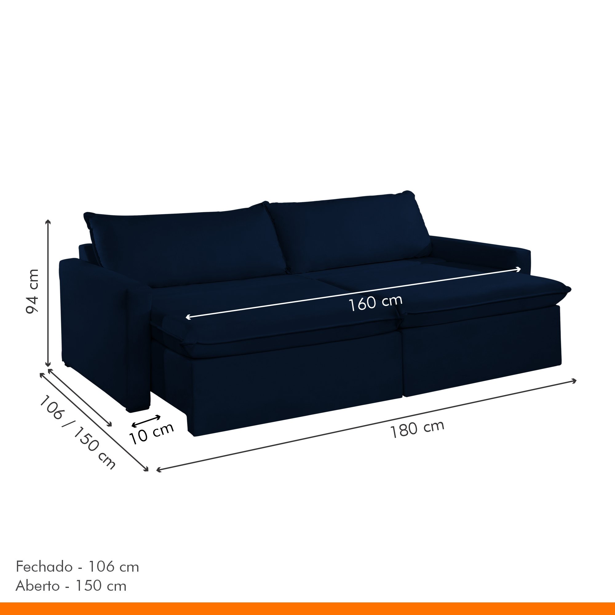 Sofá Cama Retrátil e Reclinável 180cm Marselha | MadeiraMadeira