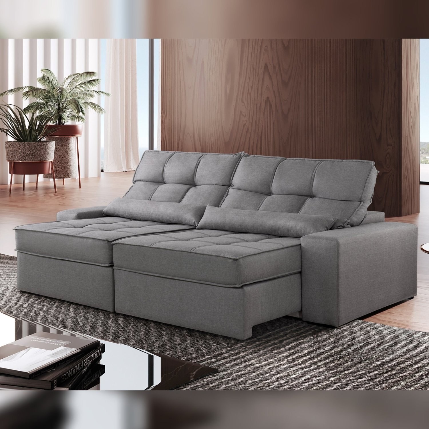 Sofá Retrátil e Reclinável 250cm Enzo Plus | MadeiraMadeira