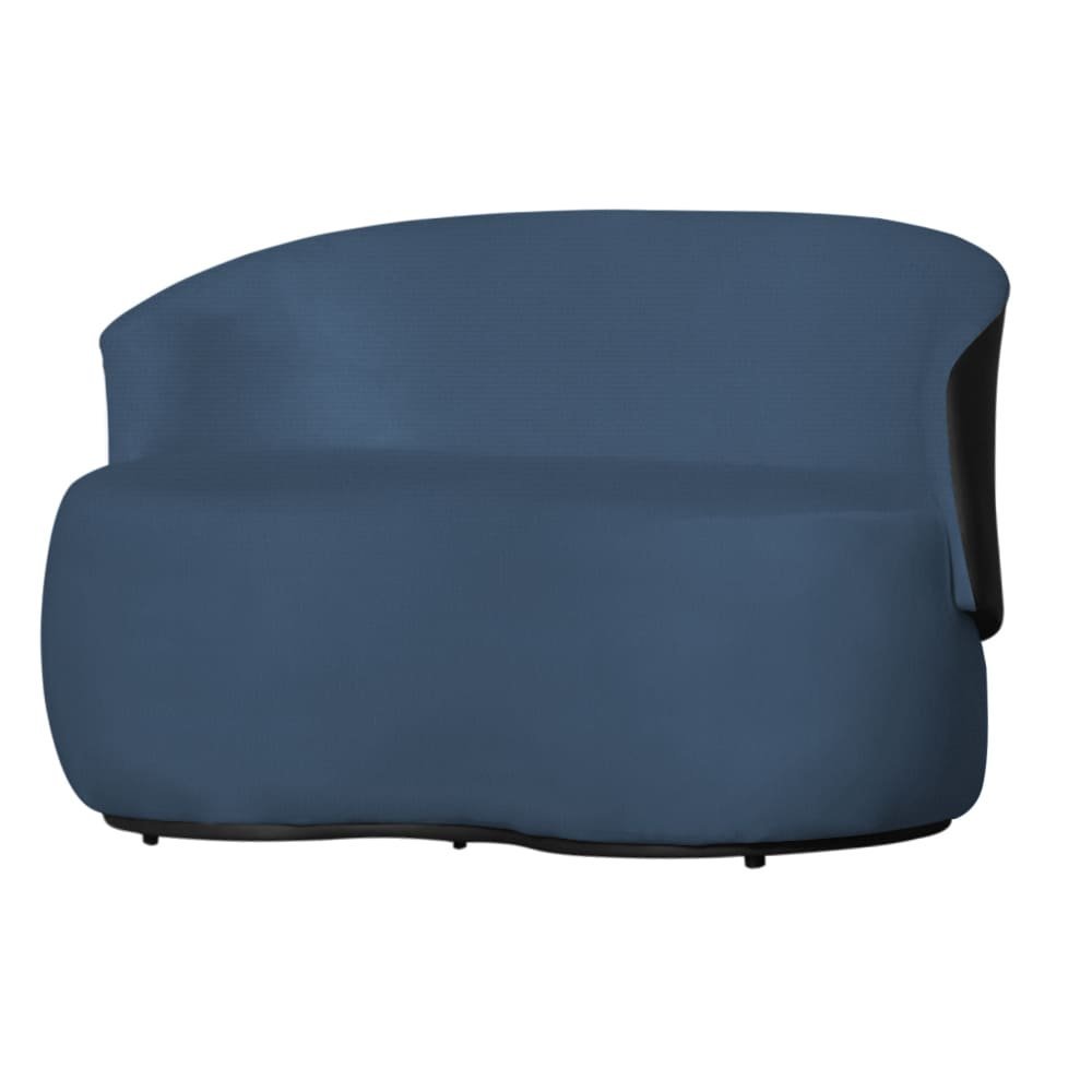 Sofá 2 Lugares Beatriz com Composê Corino Preto Suede Azul Royal - Vallisa Decor | MadeiraMadeira