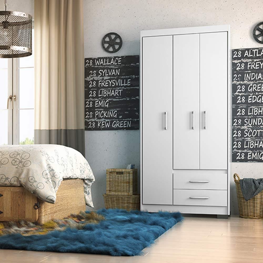 Guarda-Roupa Pequeno 3 Portas Branco Primacy Batrol | MadeiraMadeira