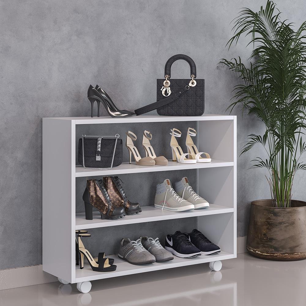 Kit 02 Sapateiras Multiuso Organizador Com 03 Prateleiras E Rodízio ...
