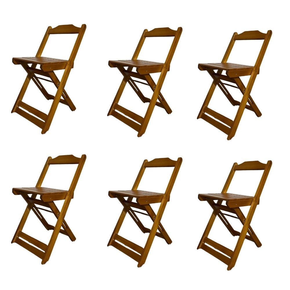 Kit 6 Cadeira Dobrável de Madeira Paraná Cor:mel | MadeiraMadeira