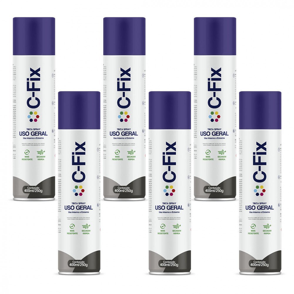 Kit 6 Tintas Spray Violeta Escuro Uso Geral In/ex 400ml Cfix | MadeiraMadeira