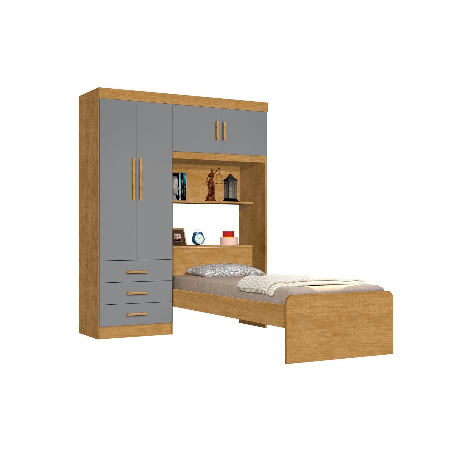 Guarda Roupa com Cama 4 Portas 3 Gavetas Cancun | MadeiraMadeira