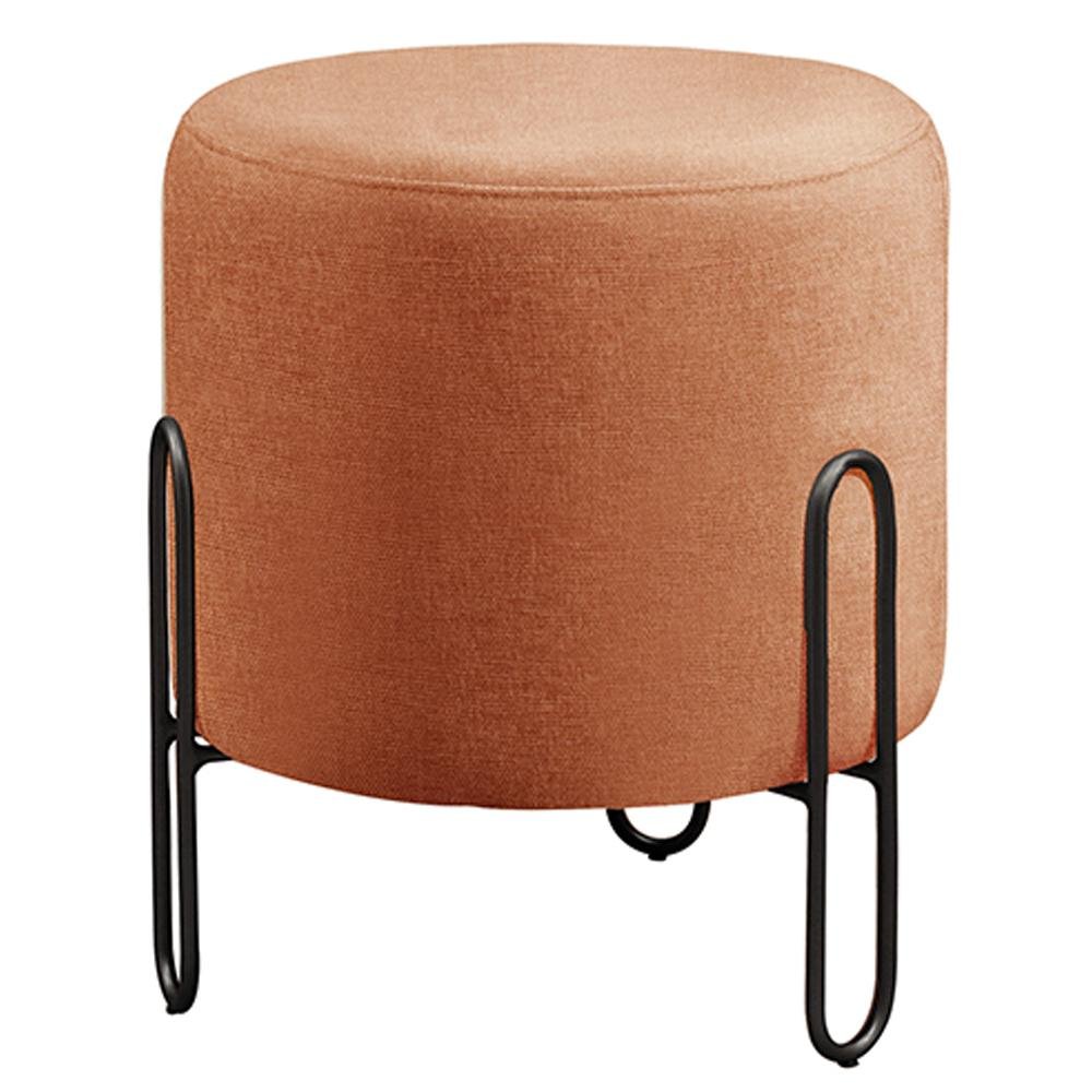 Puff Mali Base Preta Linho Terracota | MadeiraMadeira