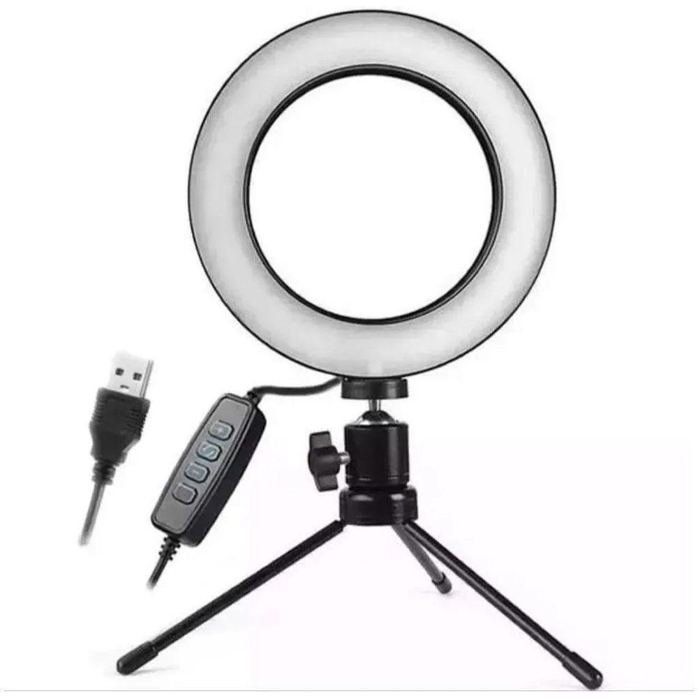 Iluminador Ring Light Tripé Mesa Profissional Youtuber | MadeiraMadeira