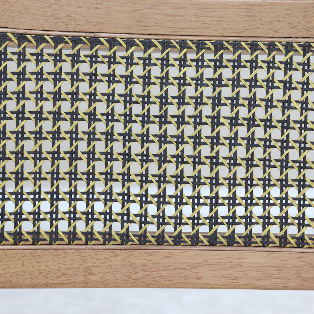 Cadeira Retrô com Braço - Tela Preto com Dourado Madeira Maciça Amêndoa ...