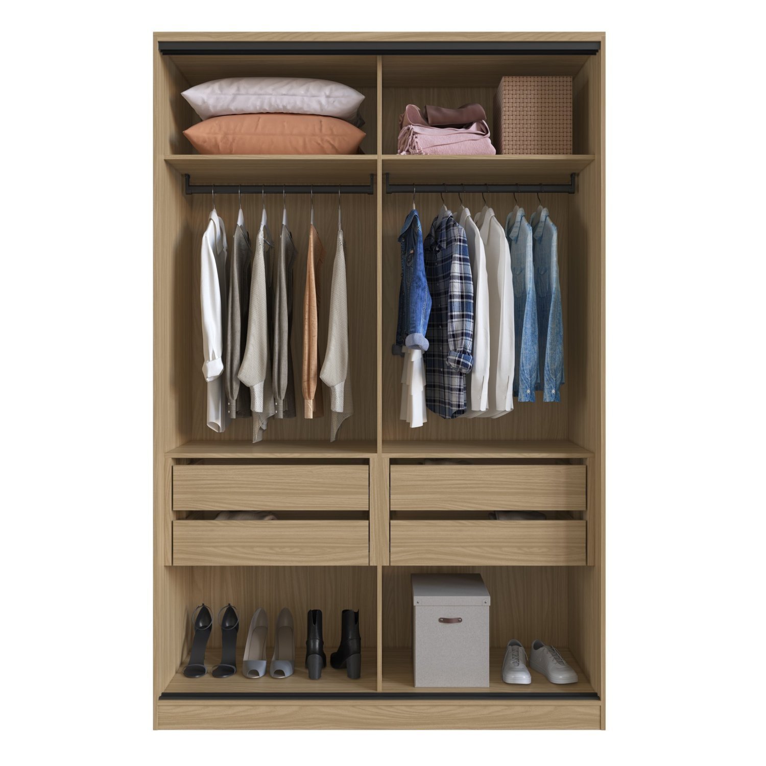 Guarda Roupa Modular de 2 Portas 4 Gavetas 4 Prateleiras Nancy ...