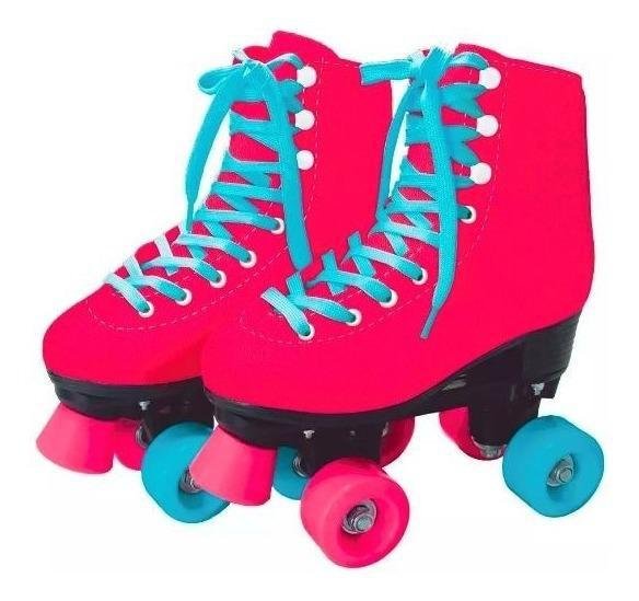 Patins Clássico 4 Rodas Rosa Fun 37/38 | MadeiraMadeira