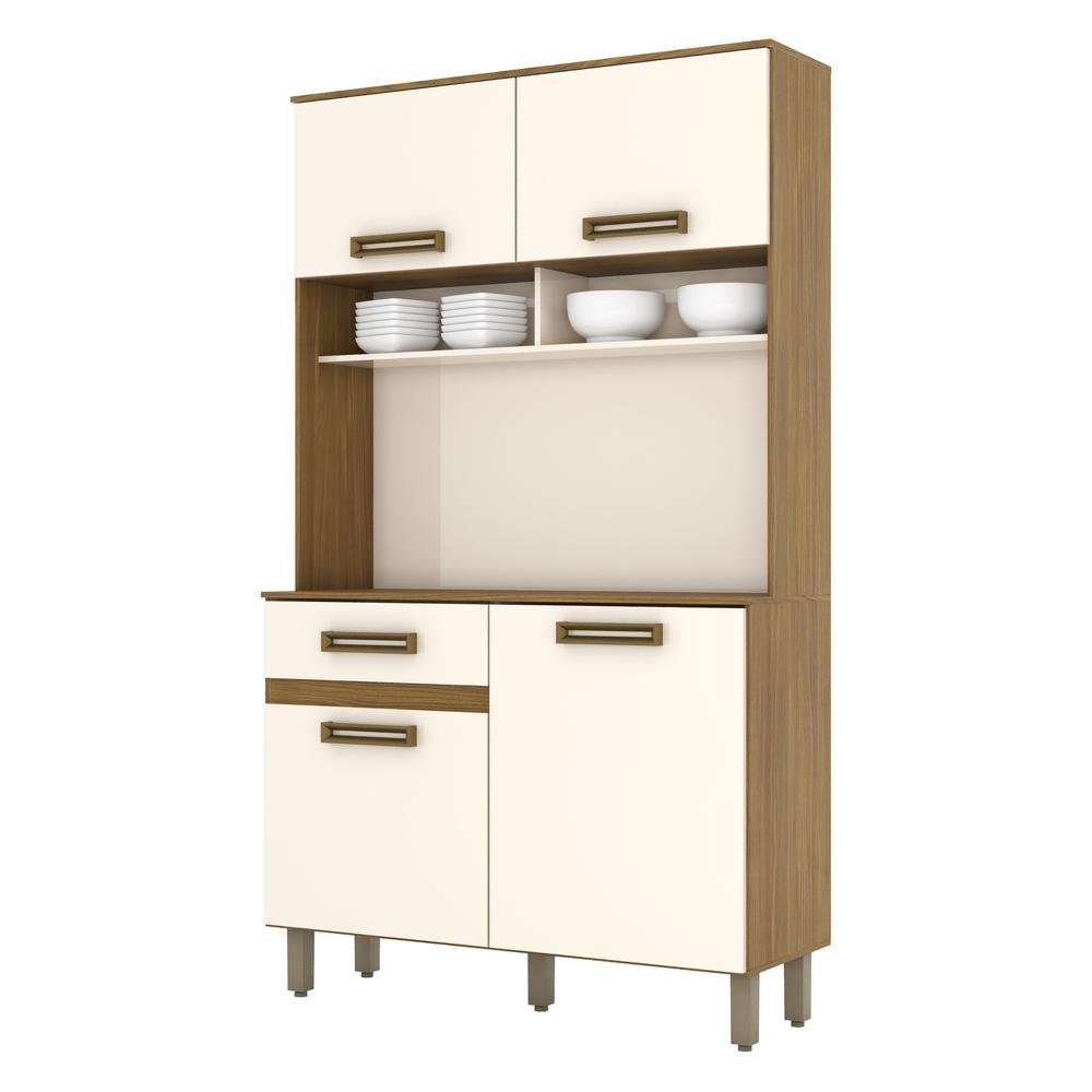Kit Cozinha Compacta 4 Portas 1 Gaveta Lívia Multimóveis CR6002 Nature ...